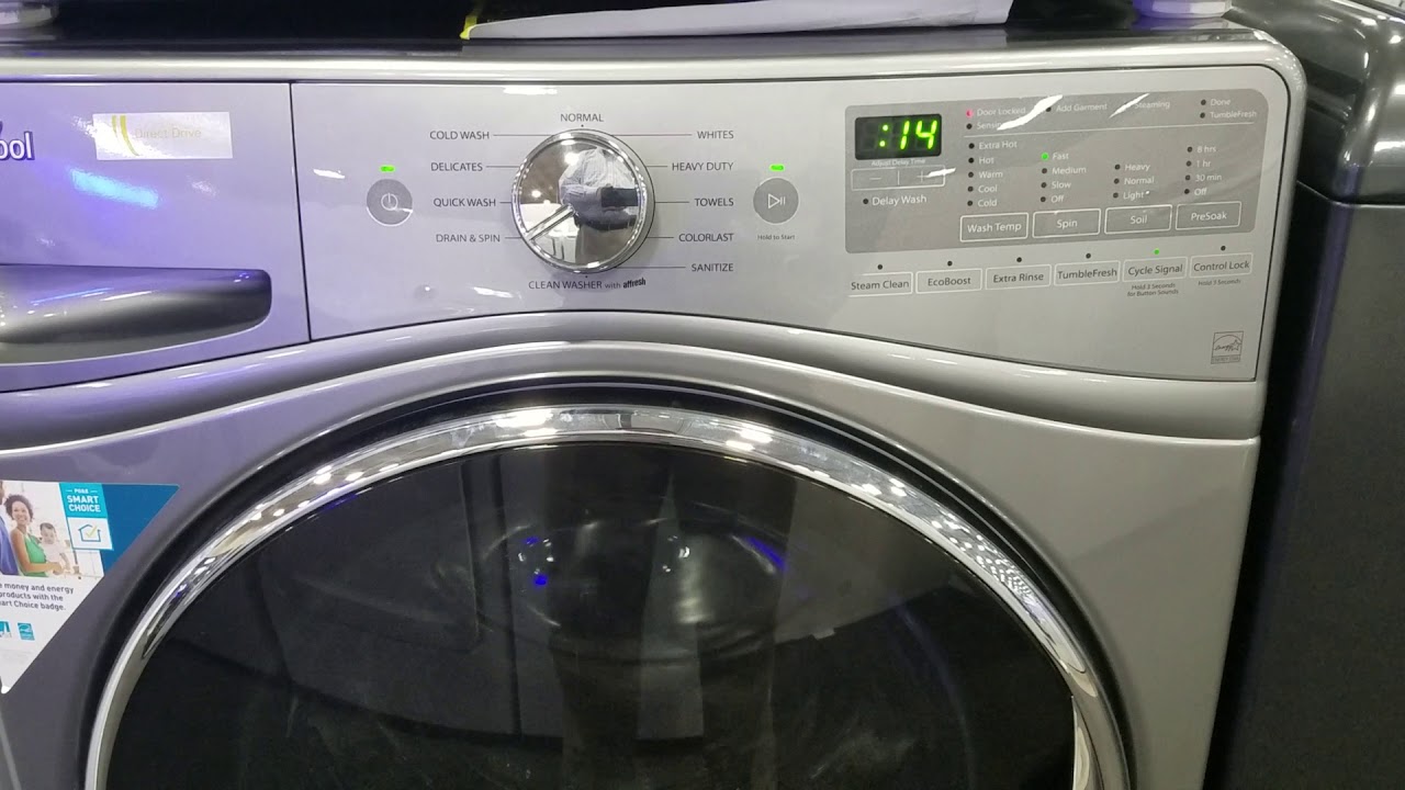 Brand new whirlpool washer operation in the showroom/store - YouTube