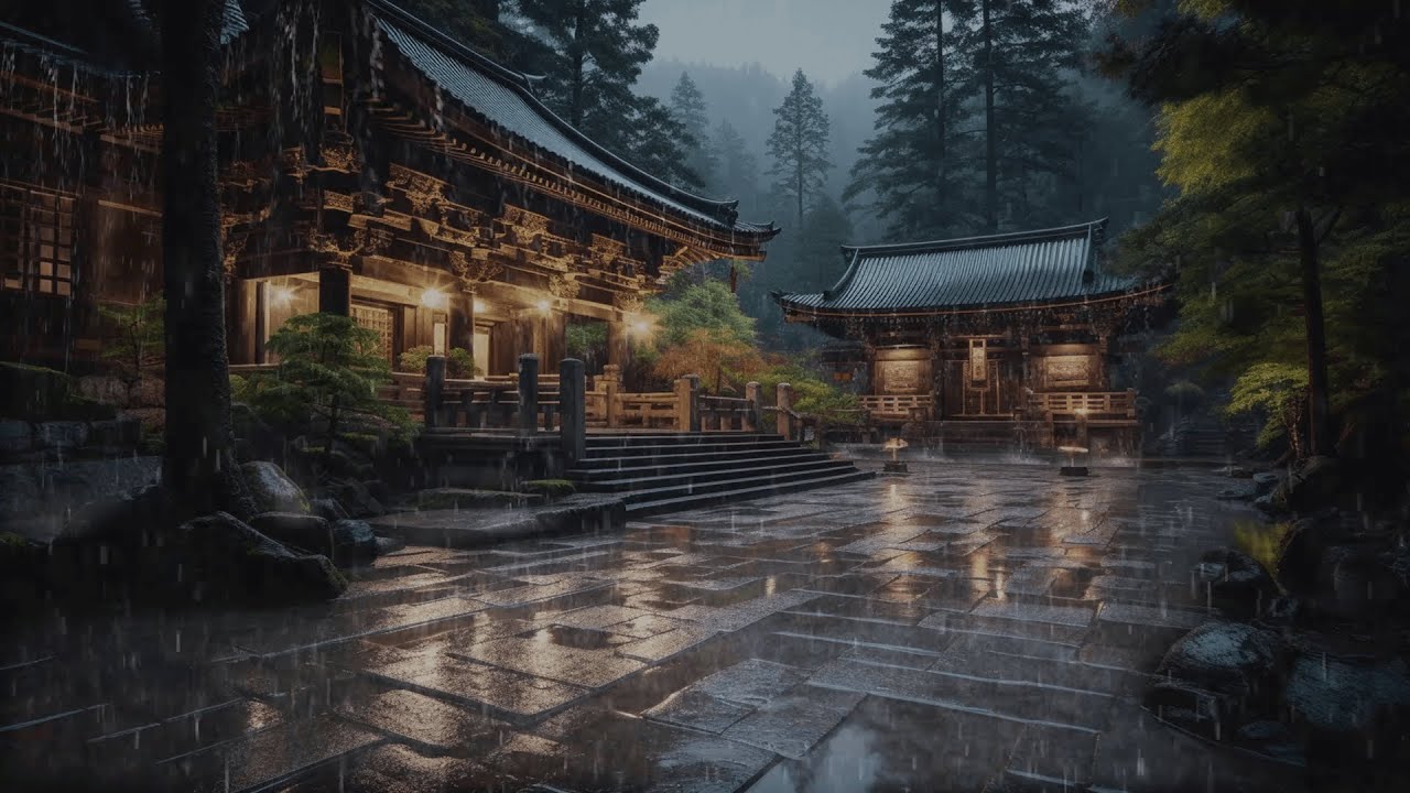 Temple Rain Serenade for Stress Relief | Soothing Sounds for Deep Sleep ...