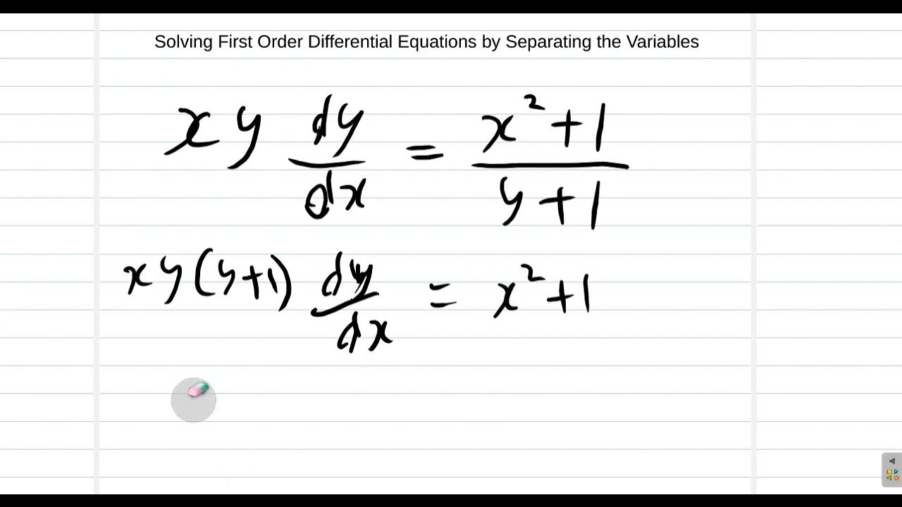 Solving First Order Differential Equations by Separating the Variables 8 - YouTube