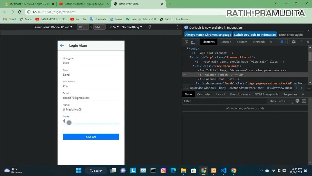 CRUD Database Framework7, Menambahkan Data | Praktek Pemrograman Mobile - YouTube