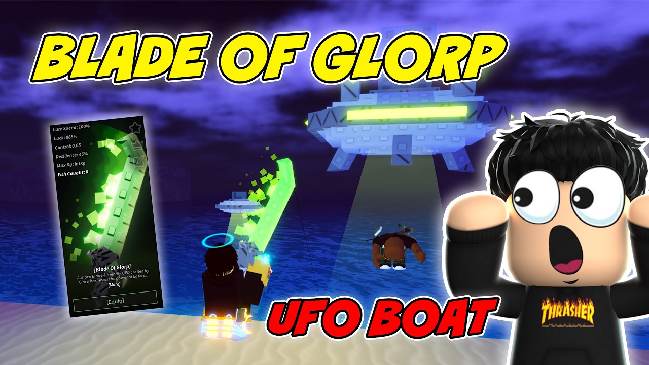 CARA MENDAPATKAN BLADE OF GLORP ROD & UFO BOAT KEREN - Roblox Fisch ...