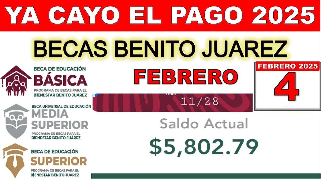 Ya Cayo el Pago FEBRERO 2025 Con aumento Becas Benito Juarez 💲1900 y 💲 ...
