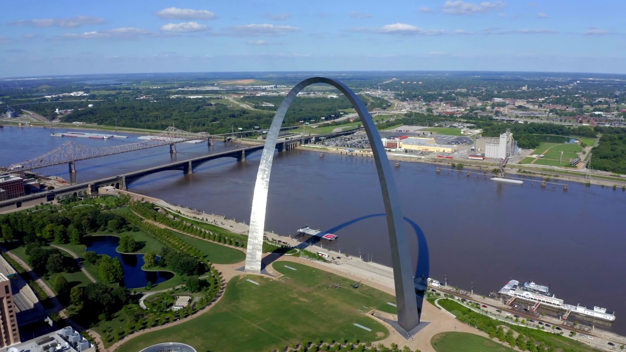 st louis gateway arch by aerial drone 4k - YouTube