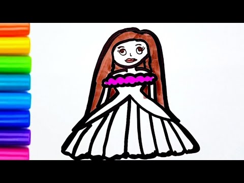 Girl Drawing, Painting and coloring for kids & toddlers | How to draw ...