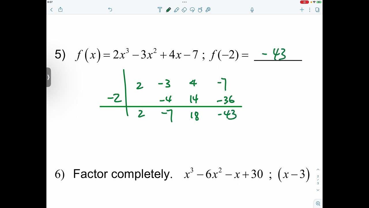 [Alg2] Synthetic Substitution and Remainder Theorem - YouTube