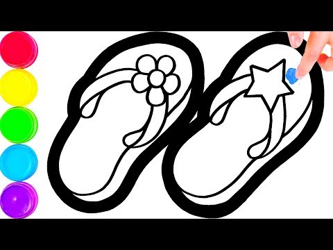 Glitter Sandals coloring and drawing for Kids, Toddlers Кис Кис