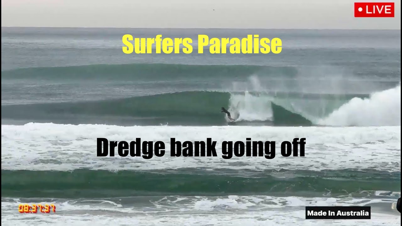 Surfing the dredge sandbank off its chops - YouTube