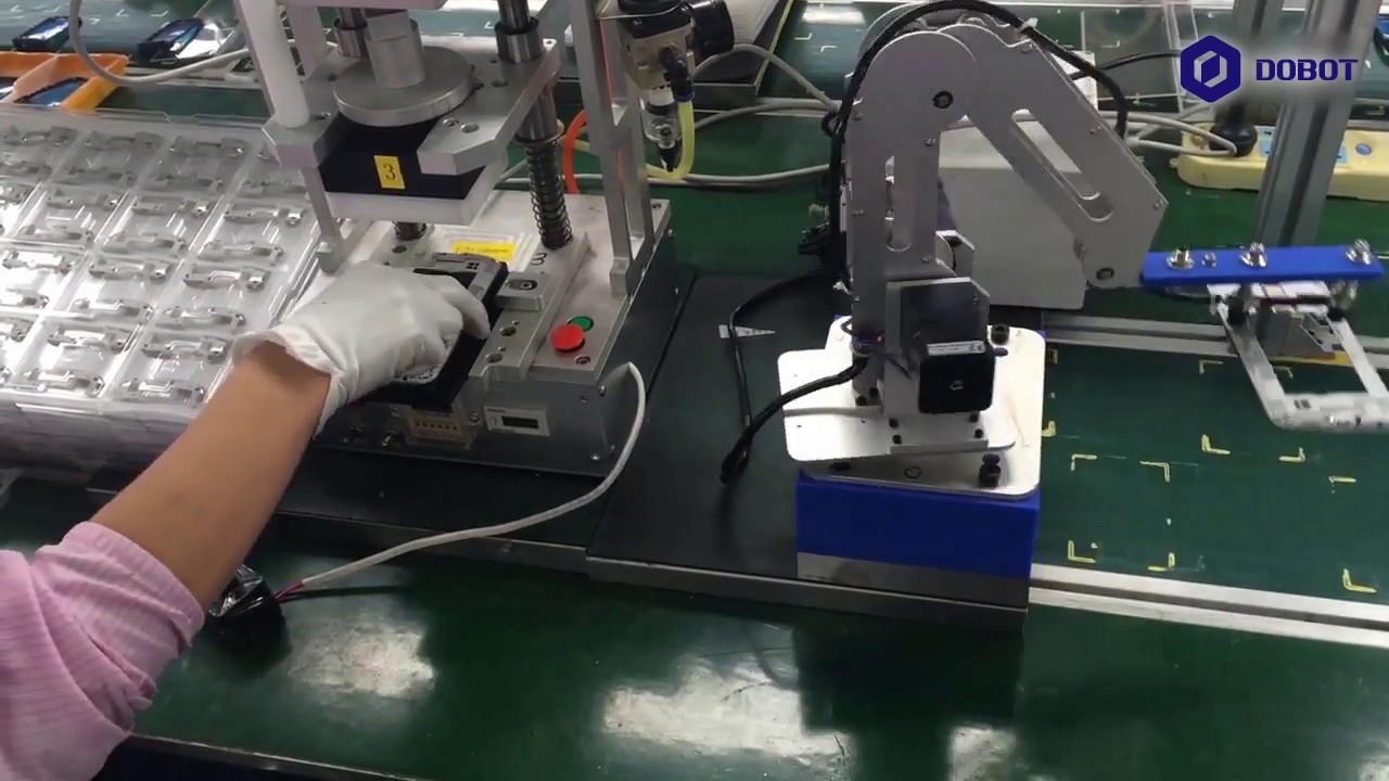 Dobot 1.0 Used in Mobile Phone Production Line - YouTube