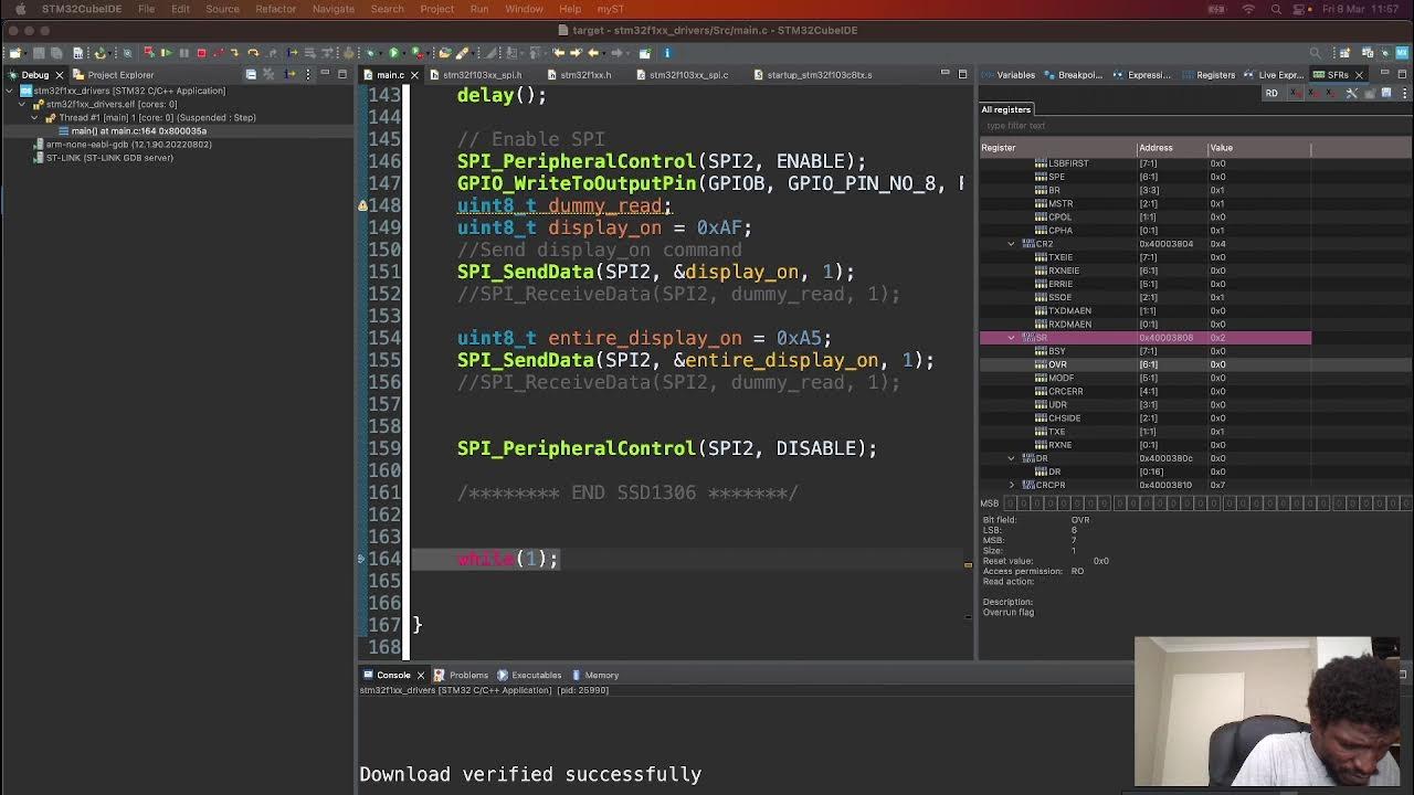 Stm32f1xx Spi Using The Spi Driver To Interface With A Oled Ssd1306 Display Youtube