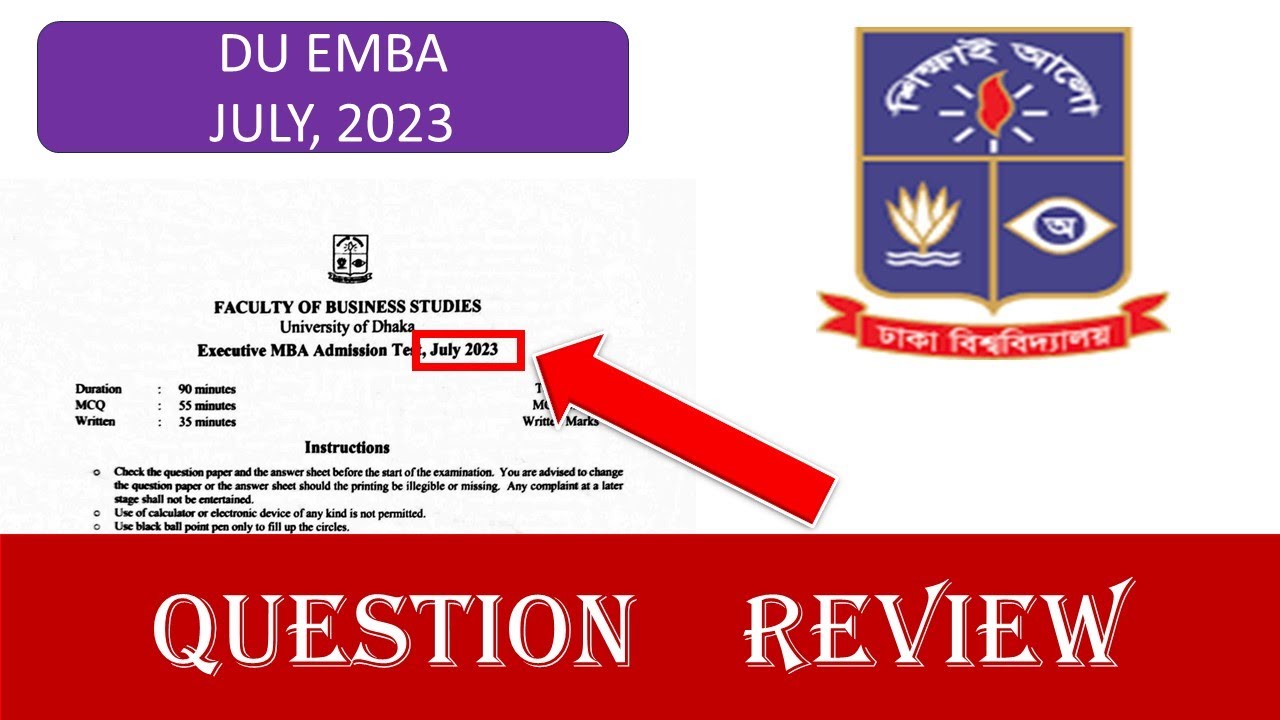 DU EMBA July 2023 Question review - YouTube