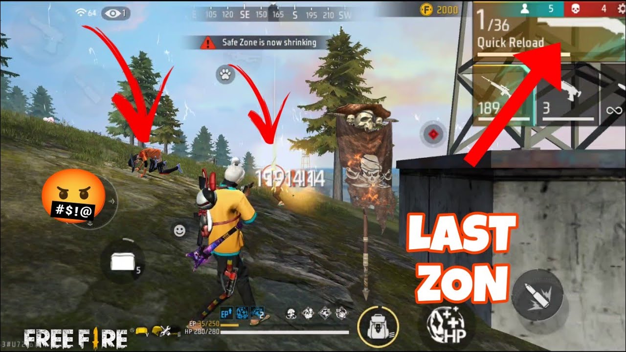 FREE FIRE RANK PUSHING IN BR RANK // LAST ZON PHATI GAME PLAY - YouTube