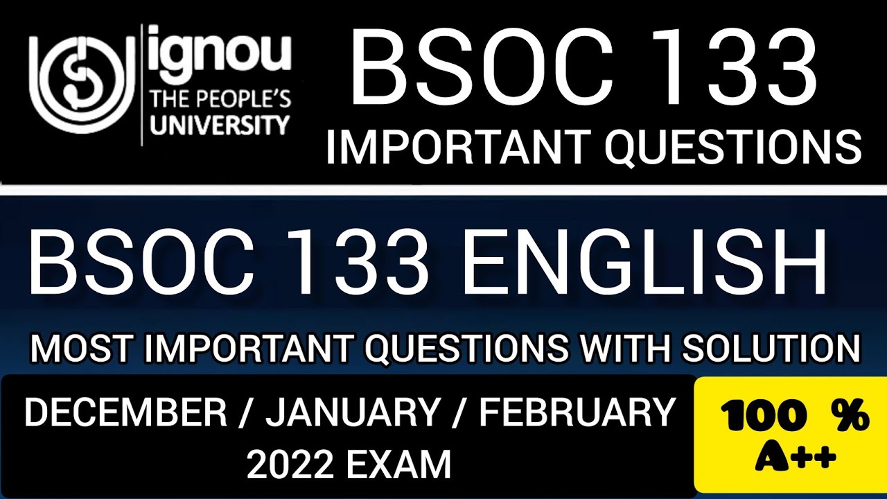 BSOC 133 IMPORTANT QUESTIONS ENGLISH | BSOC 133 IMPORTANT QUESTIONS ...