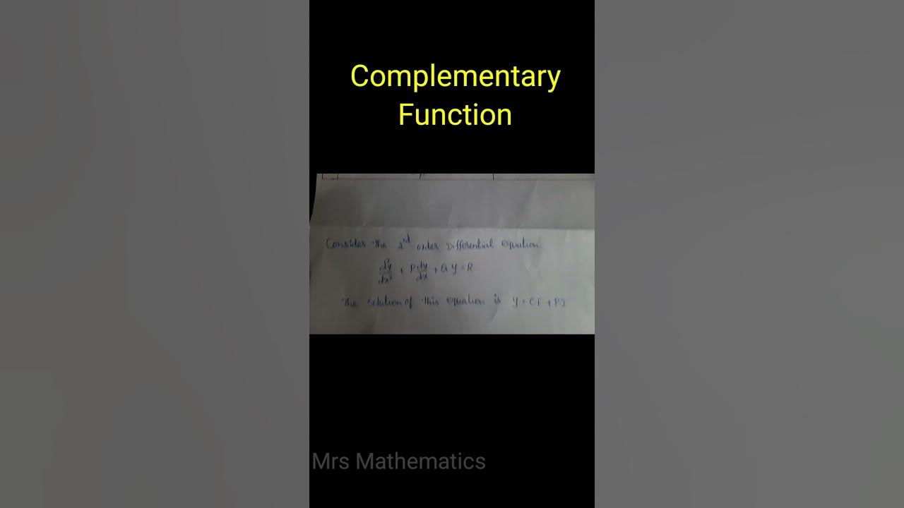 Introduction of Differential Equation Complementary function #complementaryfunction #shortsfeed ...