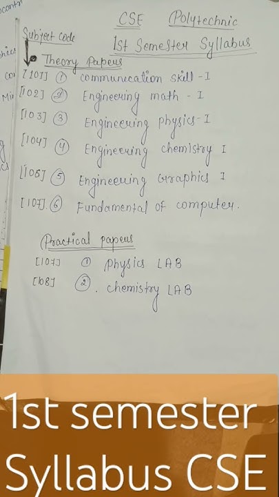 #polytechnic 1st semester Syllabus CSE #cse #content #diploma # ...