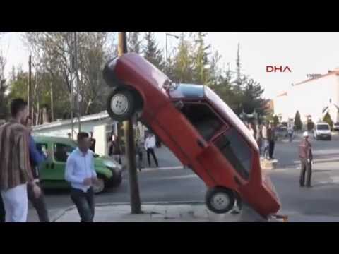 Sahinci telefon direğine asılı kaldı