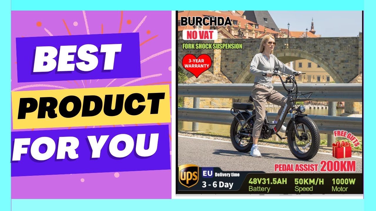 BURCHDA-U8 Adult Electric Bicycle Bike, 1000W, - YouTube