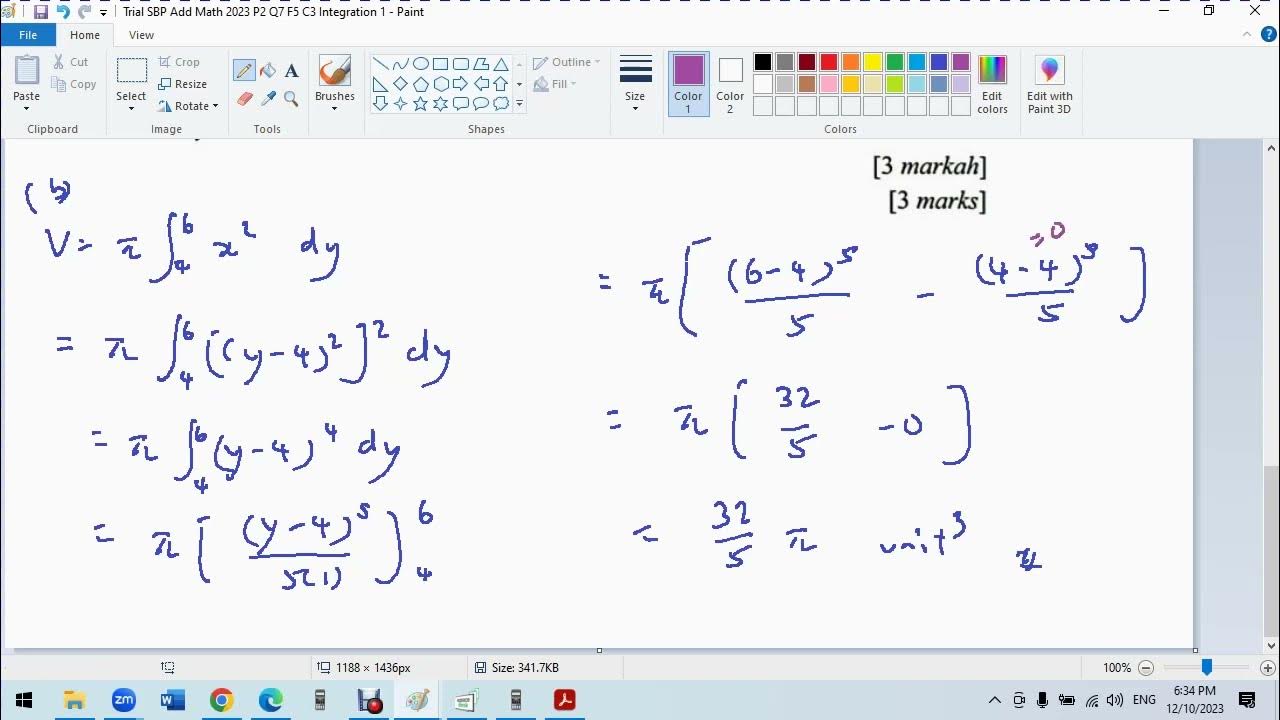 Trial SBP Add Math 2023 P2 Q7 F5 C3 Integration - YouTube