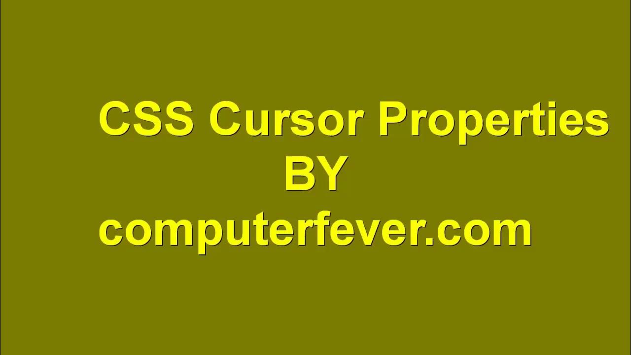 css3-css cursor properties-lecture 28 - YouTube