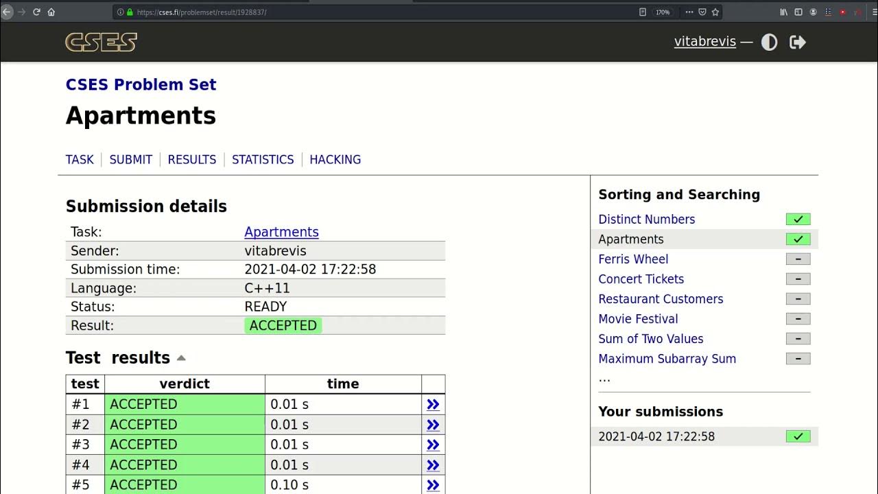 Cses Sorting And Searching Apartments Youtube 5589