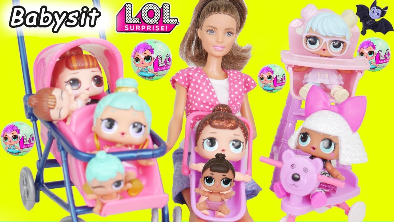 LOL Surprise Dolls take Lil Sisters to Barbie Babysitter - YouTube