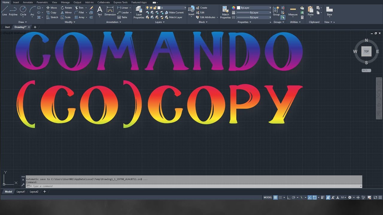 CÓMO COPIAR UN ELEMENTO CON EL COMANDO (CO)(COPY) EN AUTOCAD - YouTube