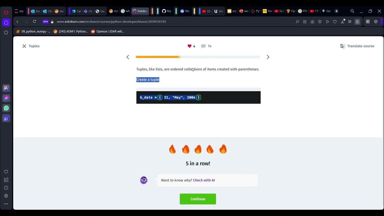 52 Tuples Python Developer Sololearn Youtube