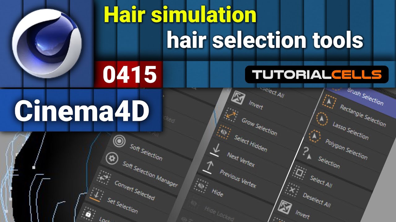 0415. hair simulation ( hair selection tools ) in cinema 4d - YouTube