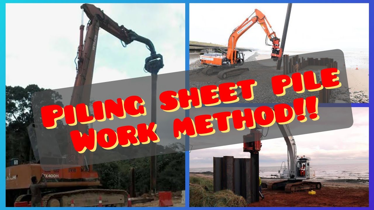 Sheet piles Installation on the beach || Metode kerja pemancangan sheet ...