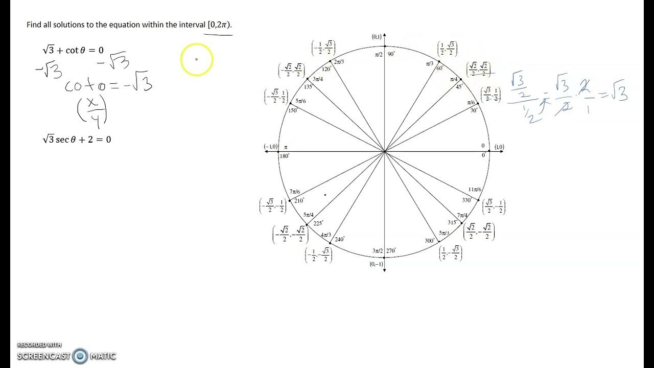 Solving trigonometric equations using a unit circle - YouTube