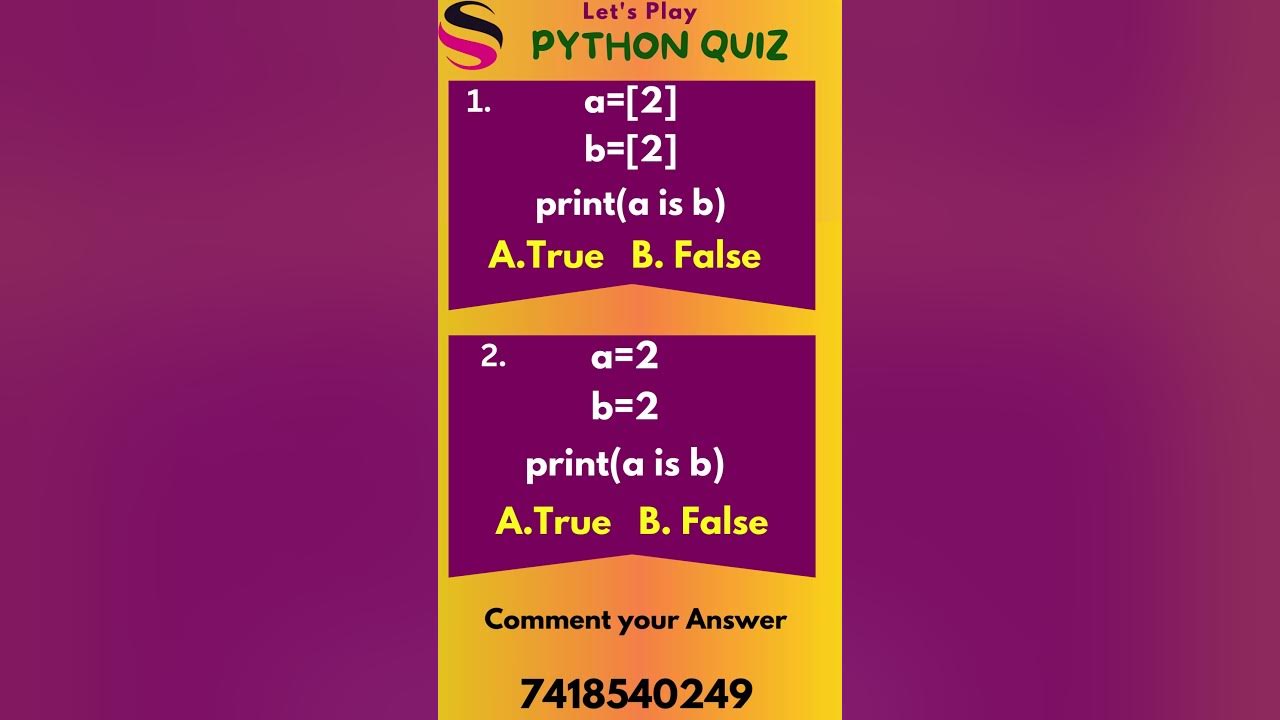 Identify Operators In Pythonpythonidentitypythonquiz Pythontutorial