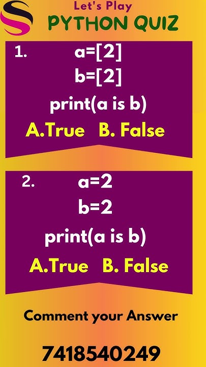 Identify Operators In Pythonpythonidentitypythonquiz Pythontutorial Pythonforbeginners Youtube 