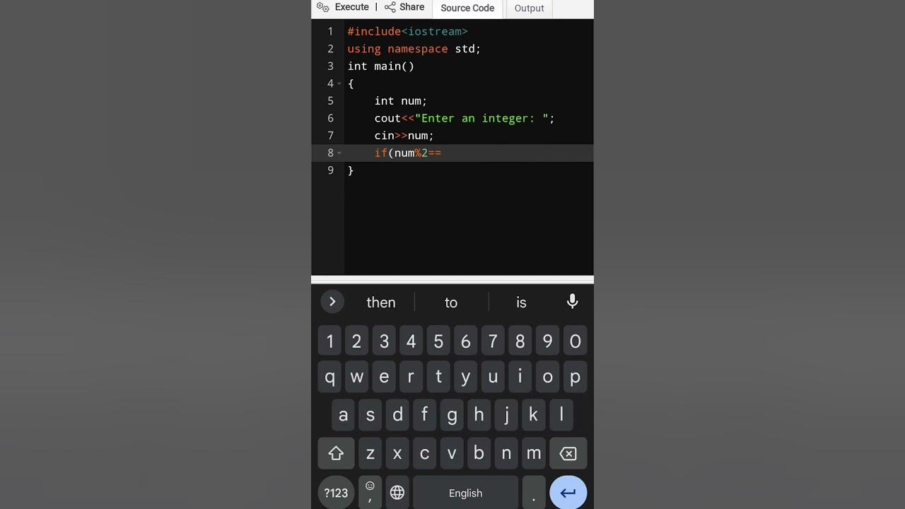 C Even Odd Number Program Coding On Mobile C Program Even Odd Program C Tutorial