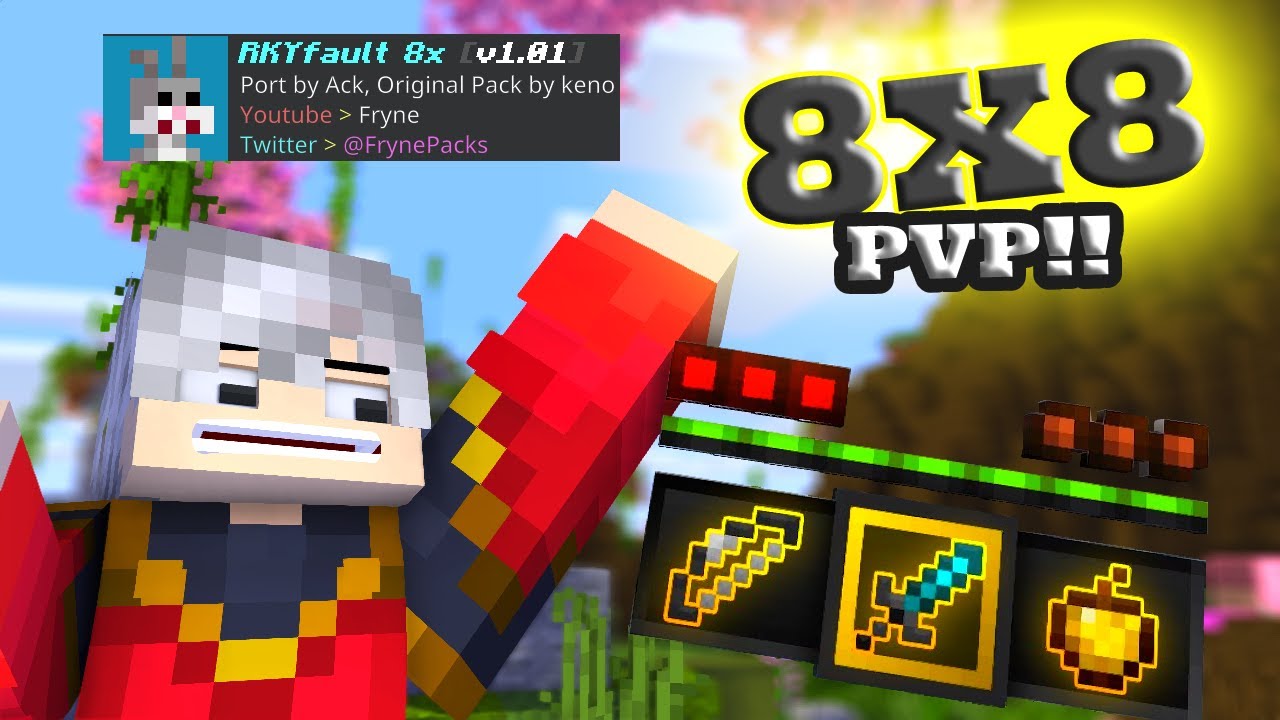 RKYFault V2 [8x] FPS BOOST by Fryne | MCPE PVP TEXTURE PACK - YouTube