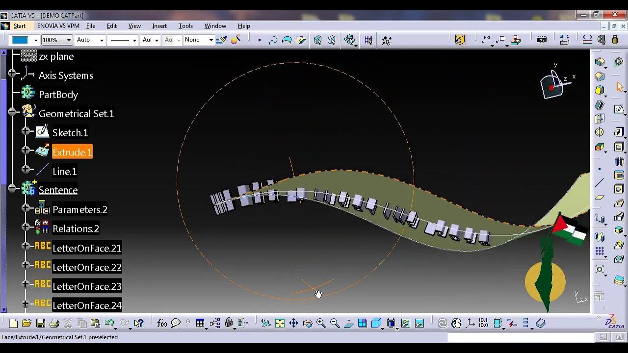 CATIA Application to generate parametric and curved 3D text with CATIA V5 (video 1) - YouTube