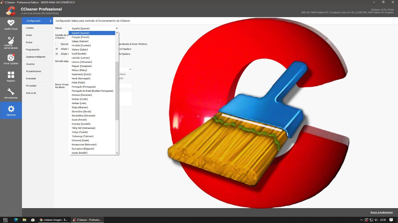 COMO CAMBIAR EL IDIOMA DE CCLEANER INGLES A ESPAÑOL 2022 - YouTube