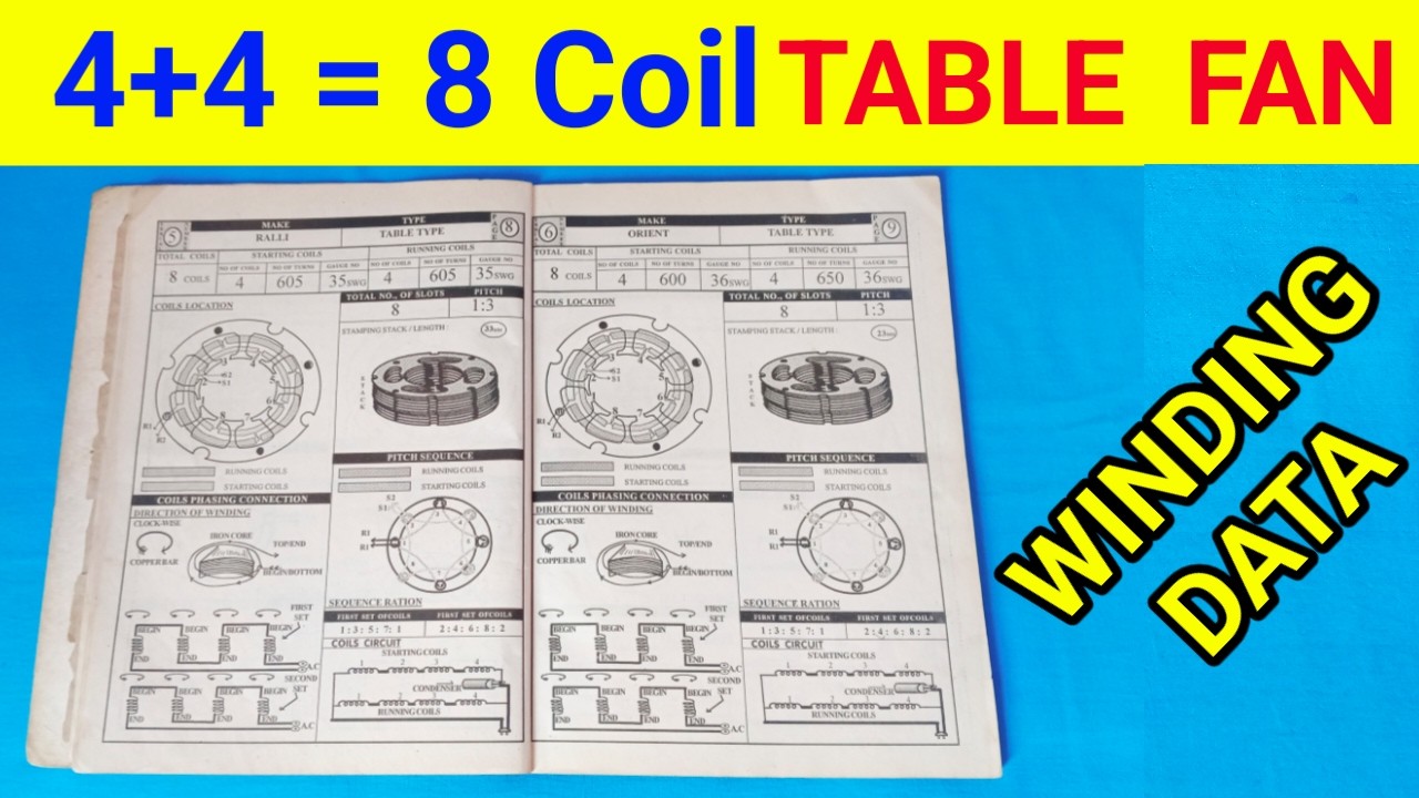 4+4=8 Coil TABLE FAN WINDING DATA - YouTube