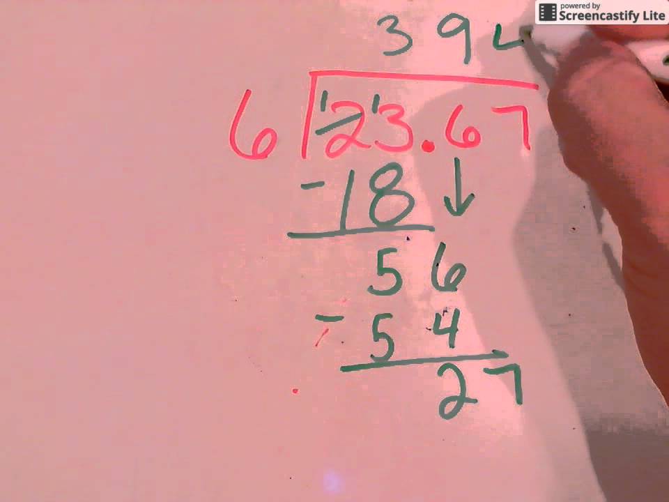 Dividing Decimals by Whole Numbers (adding zeros to the dividend) - YouTube
