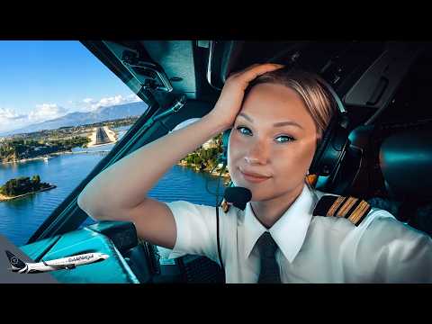 BOEING 737 INSANE Landing in Corfu, Greece | Runway 34 | Cockpit View