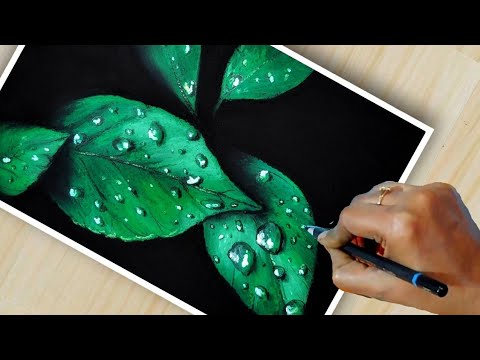 Tricks To Draw Realistic LEAVES & WATER DROPLETS 🍃 ( step by step ...