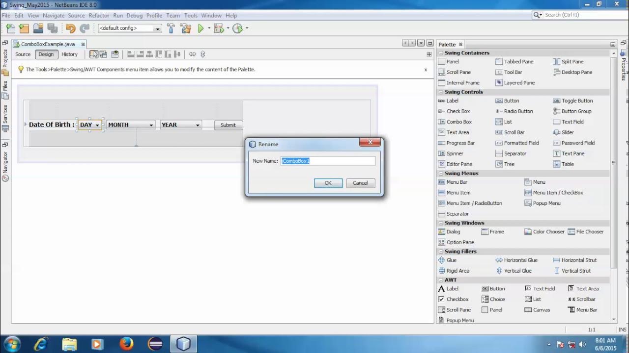 Create combo box example using Netbeans IDE - YouTube