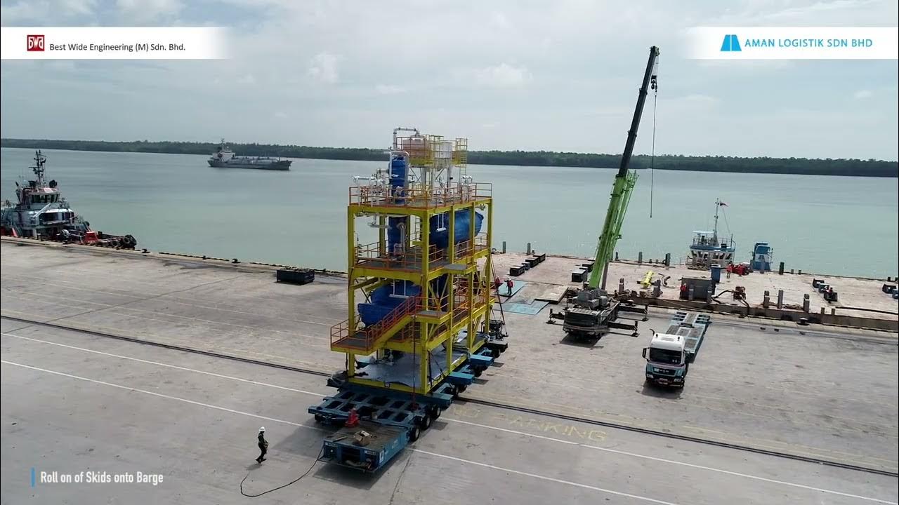 Skid - Transport and Loadout onto Barge Aman 101 at Westport, Barging ...