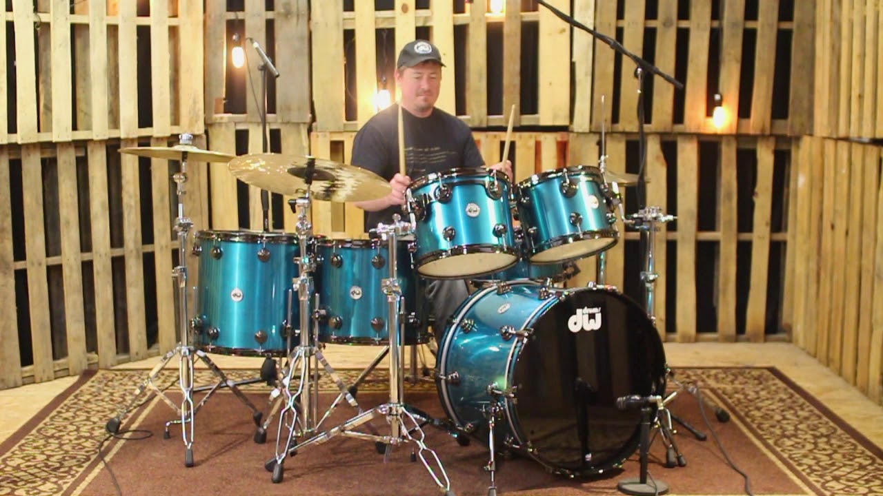 DW Collector's Map/Mahog Anodized Stainless Baby Blue Drum Set - 22, 12 ...