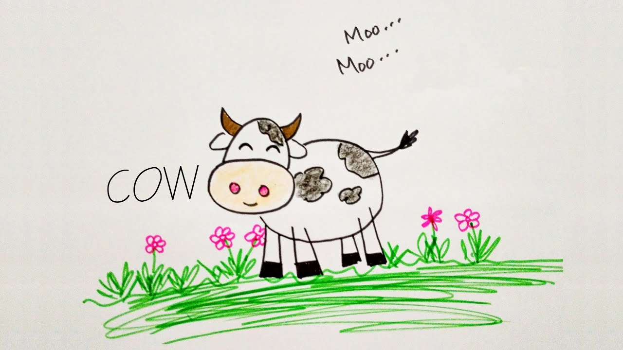 AYO MENGGAMBAR SAPI UNTUK ANAK/HOW TO DRAW CUTE COW FOR KIDS - YouTube