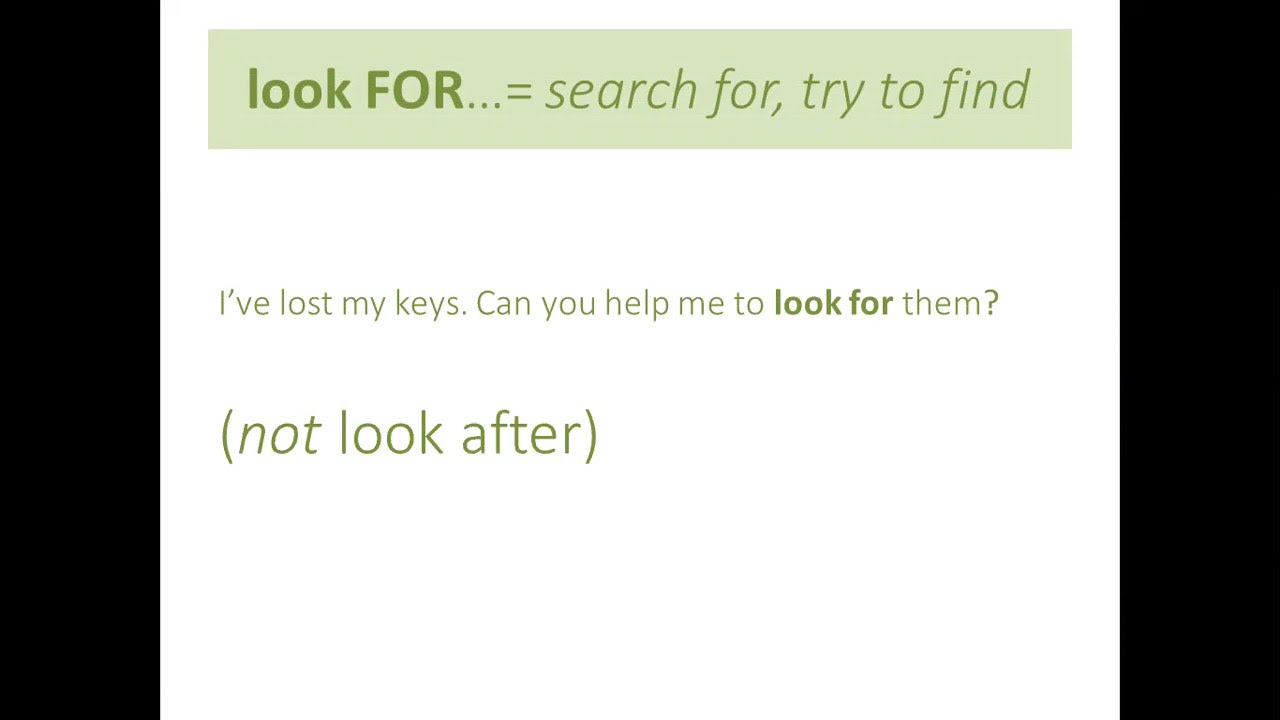 look for & look after - English phrase - YouTube