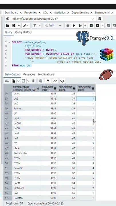 PostgreSQL 17 - Ejemplo: ROW_NUMBER y Funciones de Ventana - YouTube