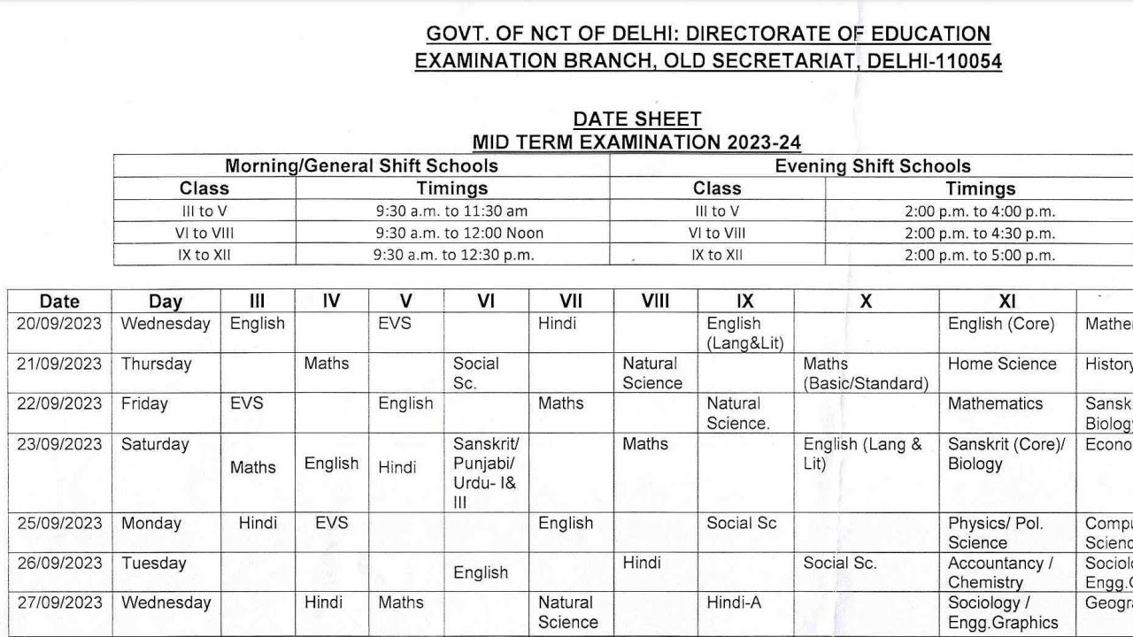 Mid Term Exam Date Sheet 2023 24 Class 3 To 12 Morning Evening mid-term-exam-date-sheet-2023-24-class-3-to-12-morning-evening