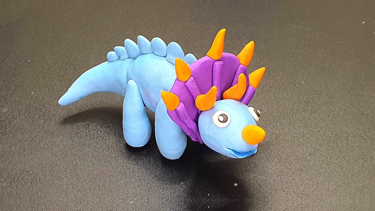 Dinosaur Clay Modelling | Dinosaur Triceratops Clay Art | Dinosaur ...