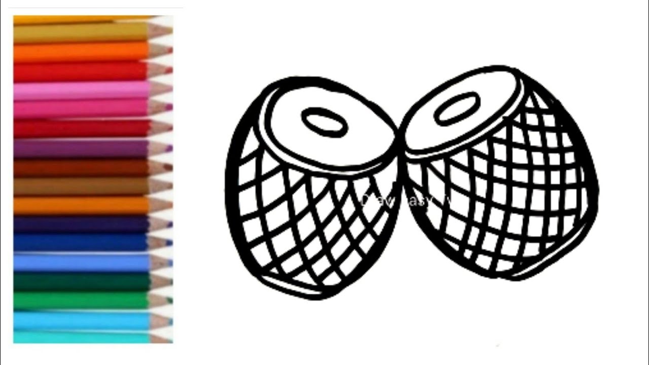 How to draw Tabla/drum for kids and Toddler|| Drawing and colouring ...