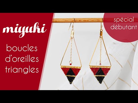 Débuter le tissage brickstitch : boucles d'oreilles géométriques avec des perles Miyuki Delicas