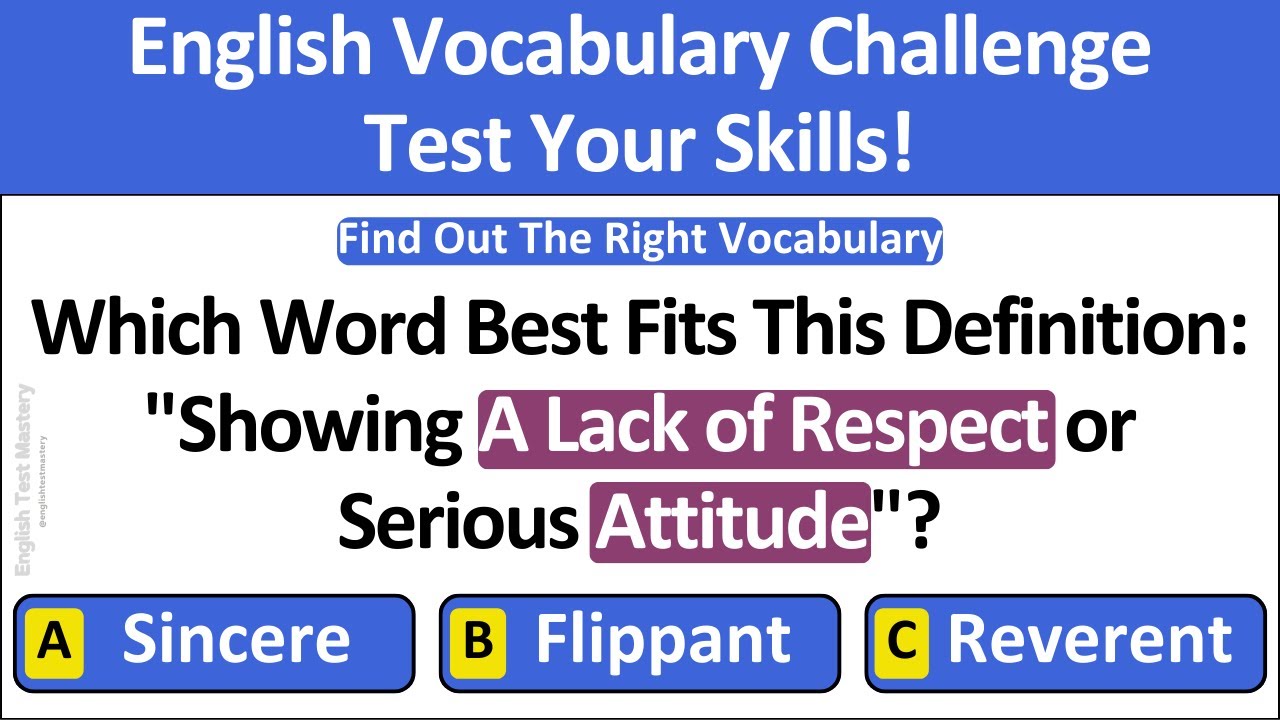 English Vocabulary Challenge | Test Your Skills! | English Test Mastery ...